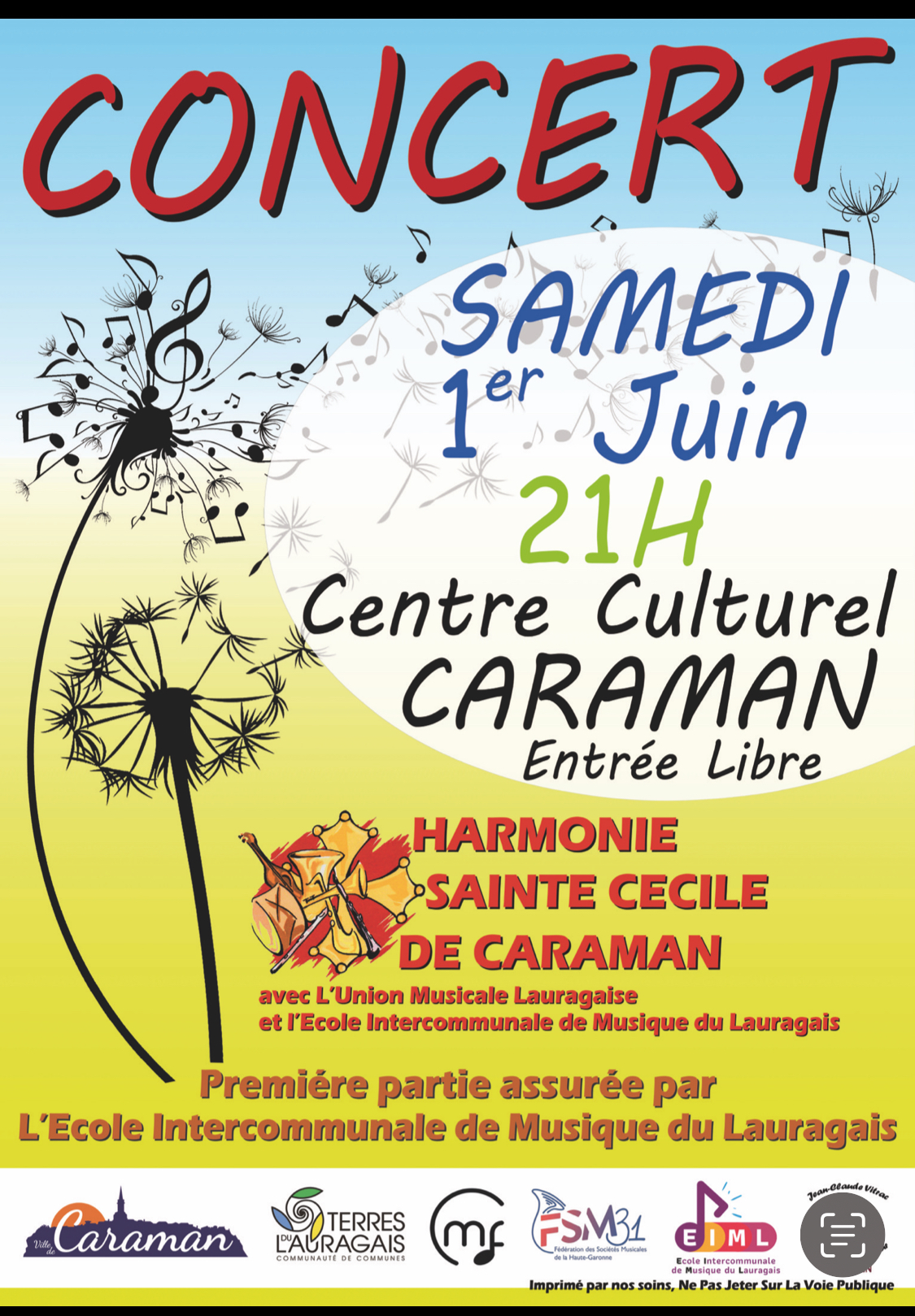 Concert de l’Harmonie Sainte Cécile de Caraman - Samedi 1er juin 2024 ...