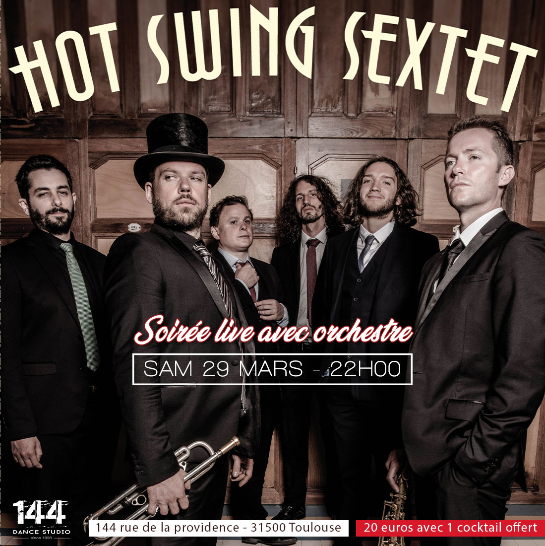 Soirée dansante avec Hot Swing Sextet - Du 29 au 30 mars - Région Occitanie / Pyrénées-Méditerranée