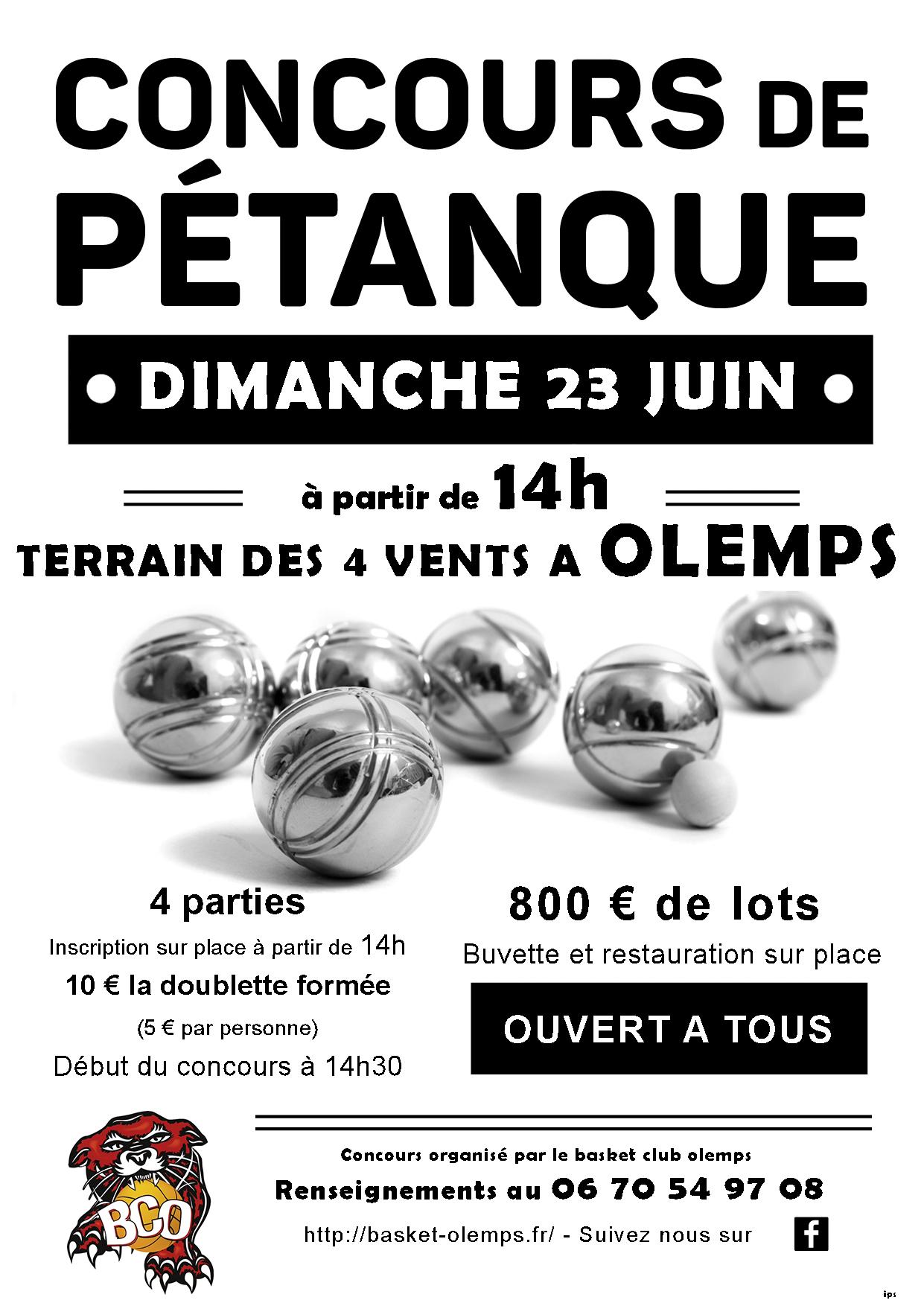 Concours de Pétanque du Basket Club Olemps - Dimanche 23 juin - Région ...