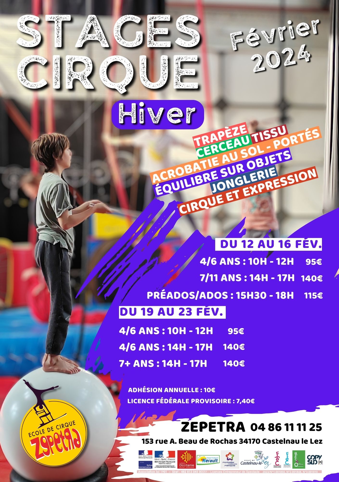 Stages de cirque - Vacances de février 24 - Enfants Ados - Du 12 au 16 février 2024 - Région ...