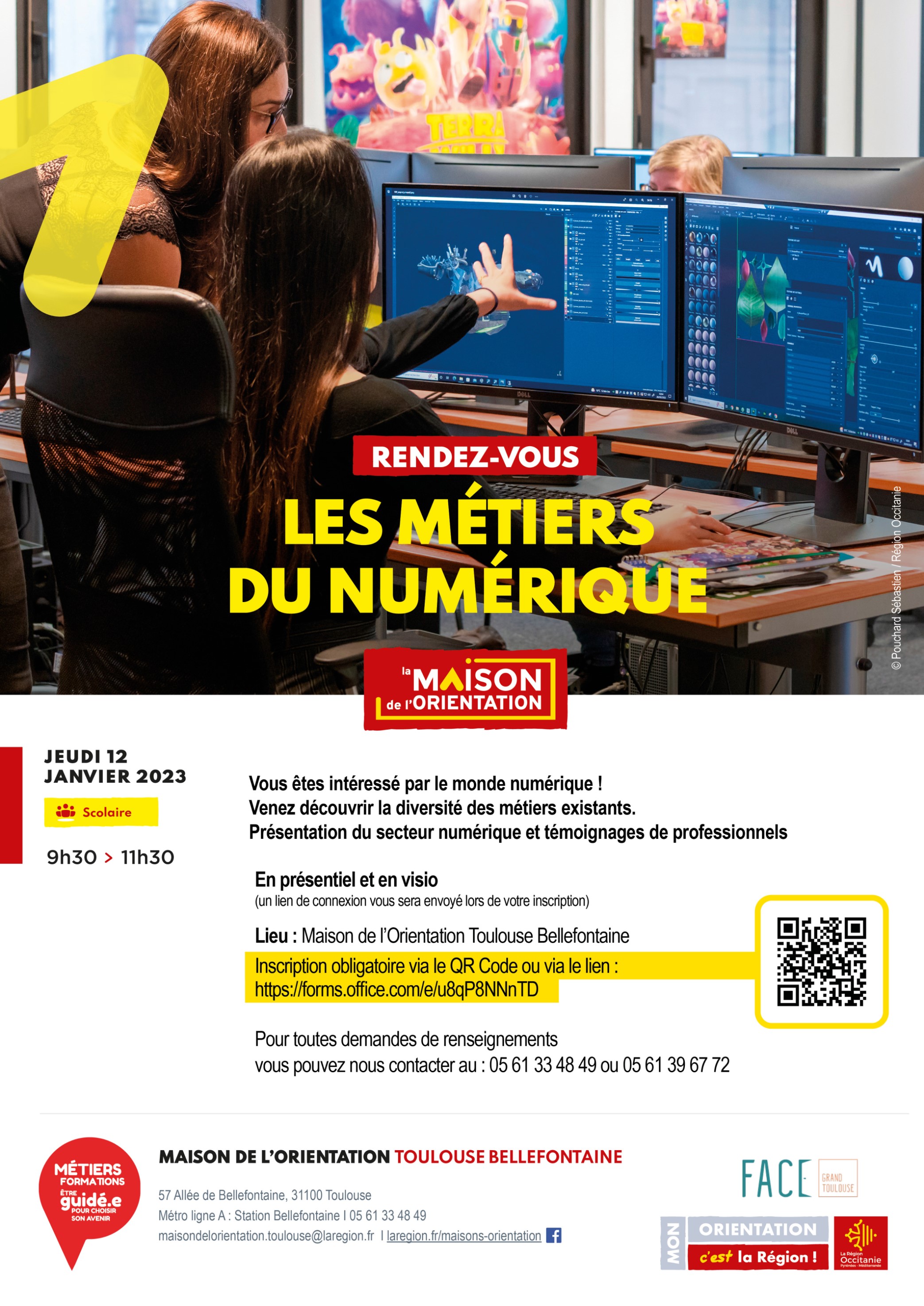 Les métiers du numérique (public scolaire) - Jeudi 12 janvier 2023 - Région Occitanie / Pyrénées ...